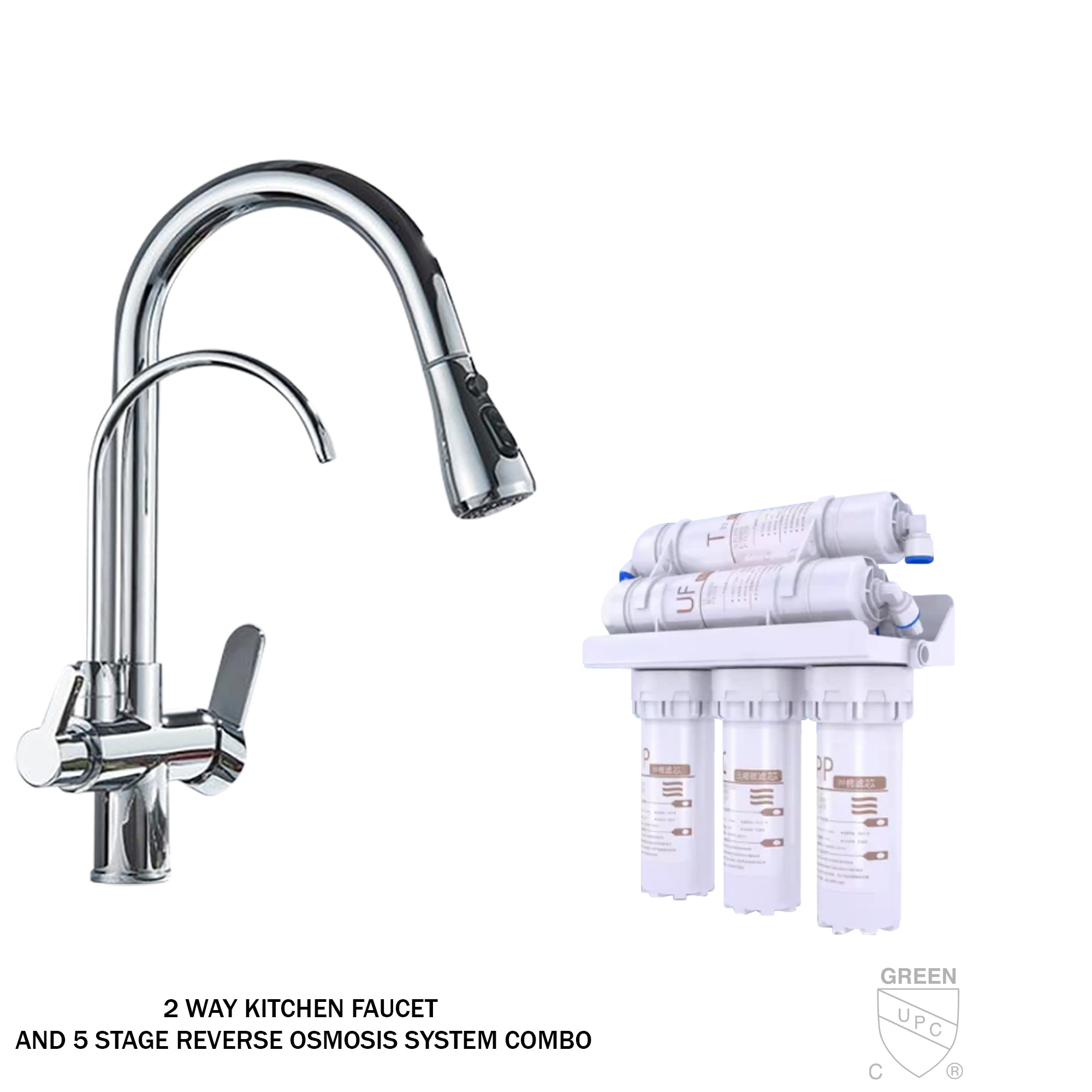 3-in 1 way kitchen faucet with 5 Stage Reverse Osmosis system kit incl ...