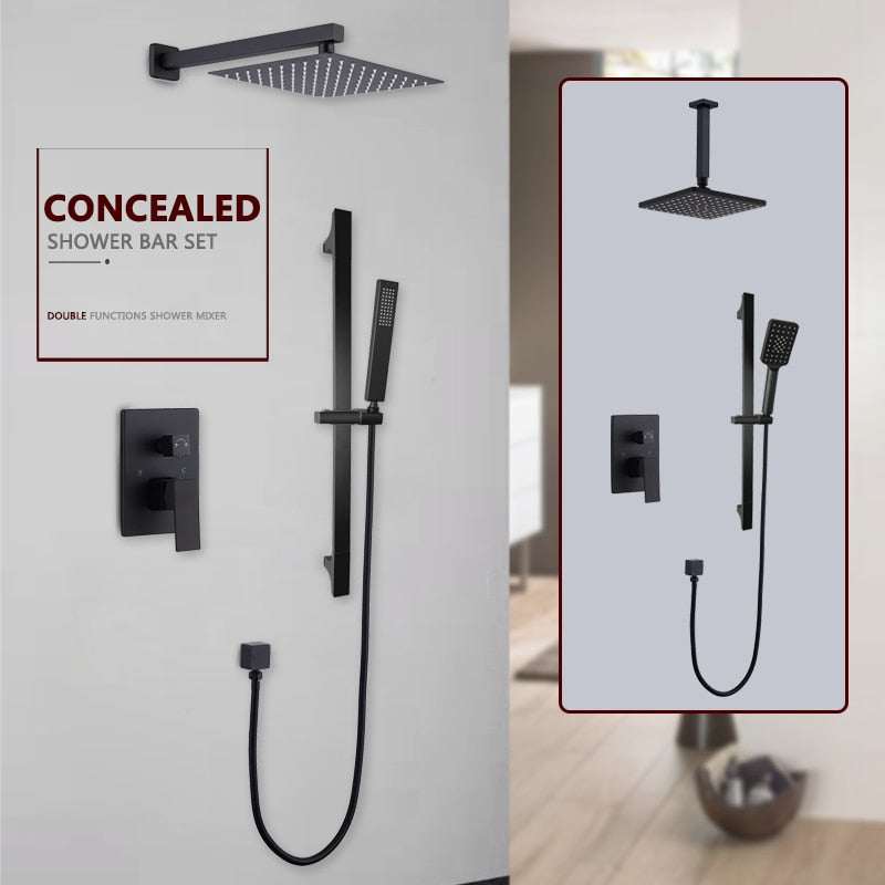 Black matte Square 10" Inch Rain Head 2 Way Diverter Function CSA-CUPC ...