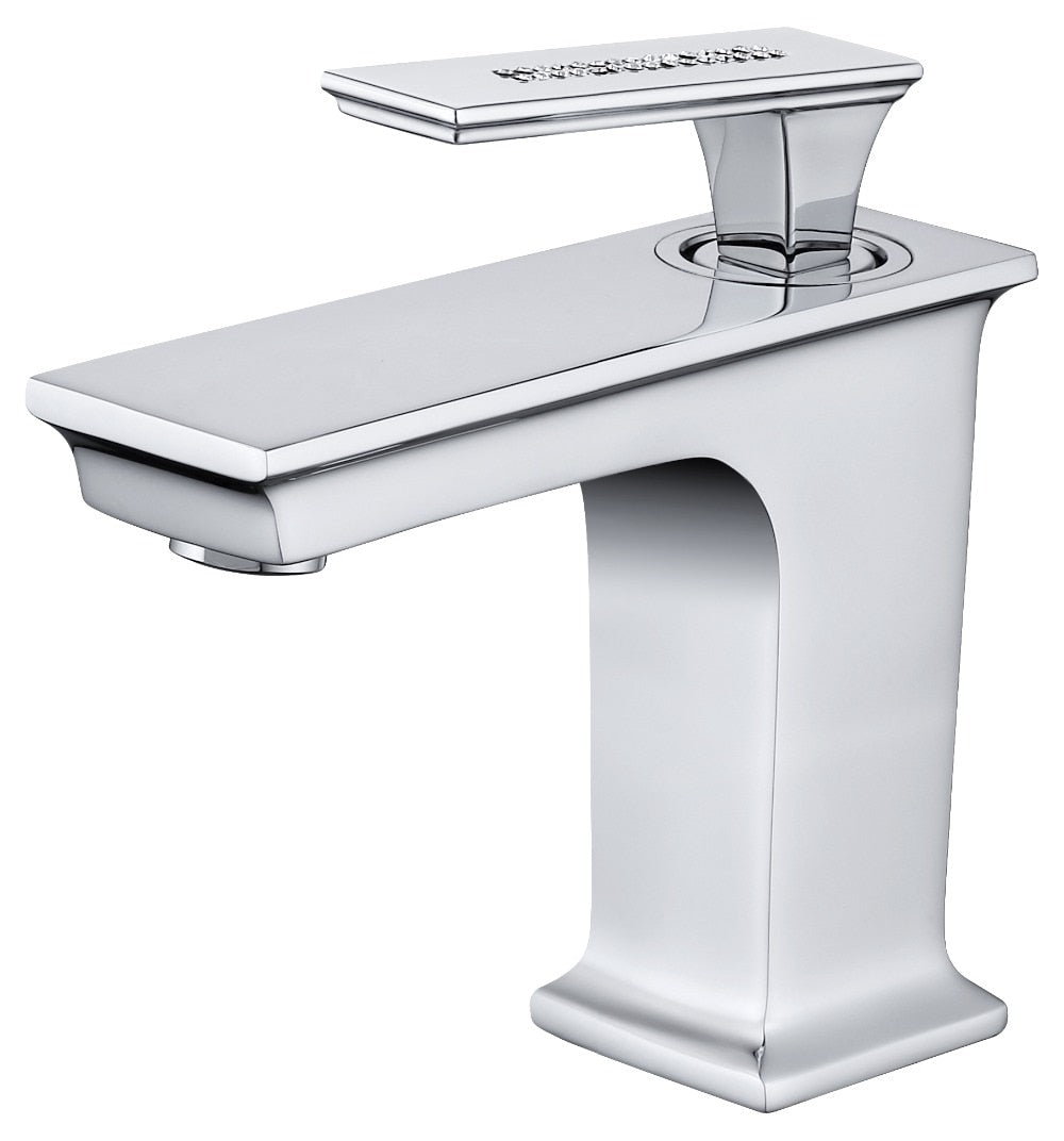 Chrome with Diamonds single hole bathroom faucet ...